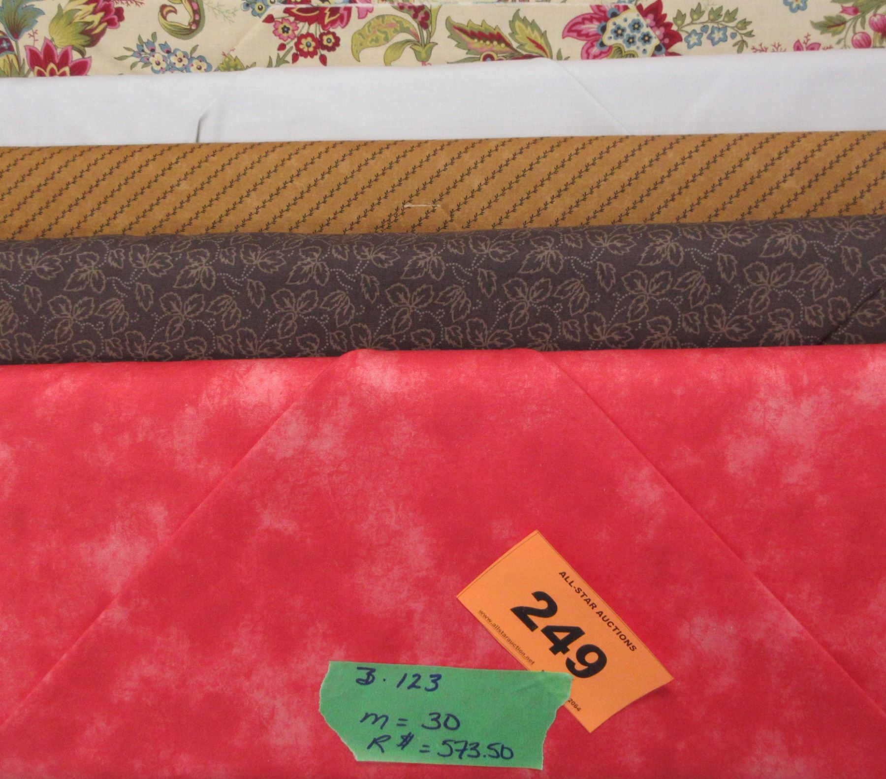 NEW FABRIC (S #33): 5 BOLTS OF ASSORTED FABRIC (APPROX 30 METERS ...