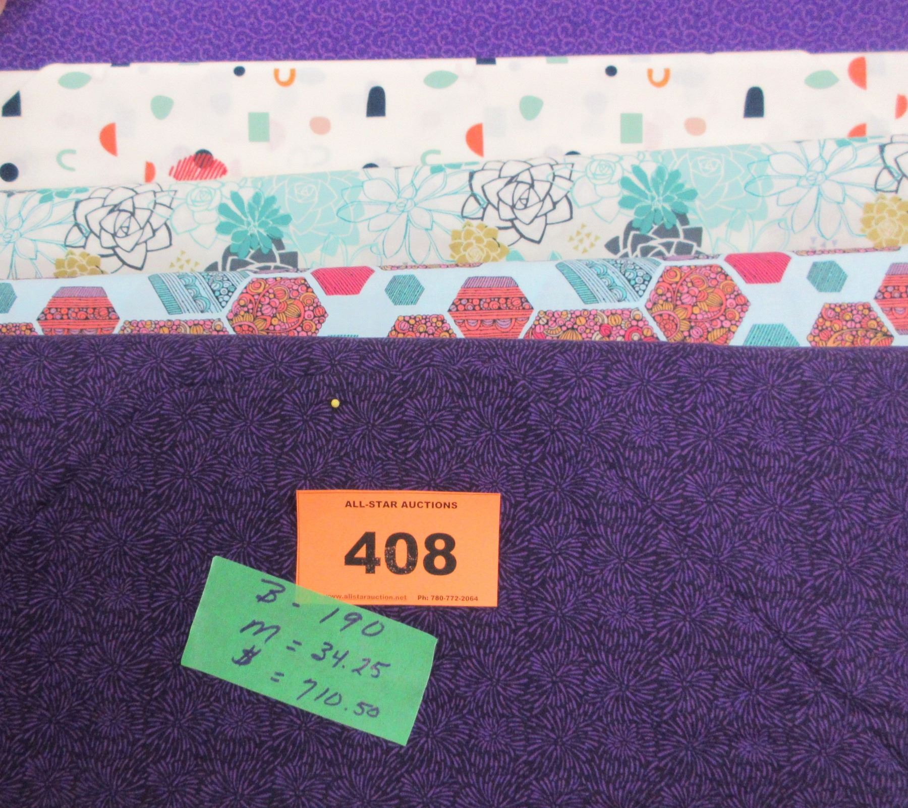 NEW FABRIC (S #13): 5 BOLTS OF ASSORTED FABRIC (APPROX 34.25 METERS ...