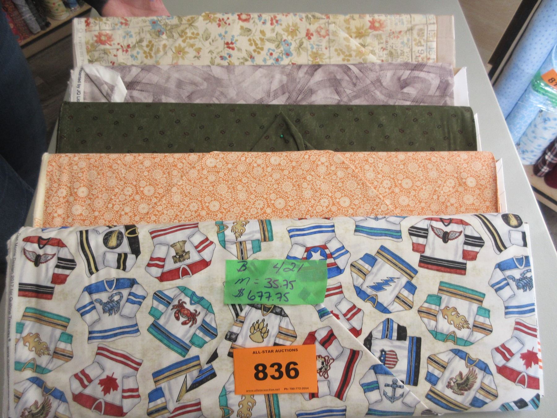 NEW FABRIC (S #91): 5 BOLTS OF ASSORTED FABRIC (APPROX 35.75 METERS ...