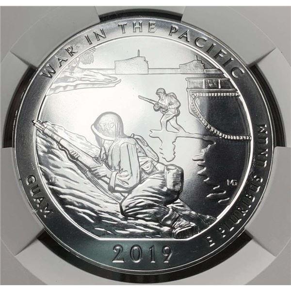 2019 ATB Guam "War In The Pacific" 5 ozt .999 Silver NGC MS69 PL Early ...