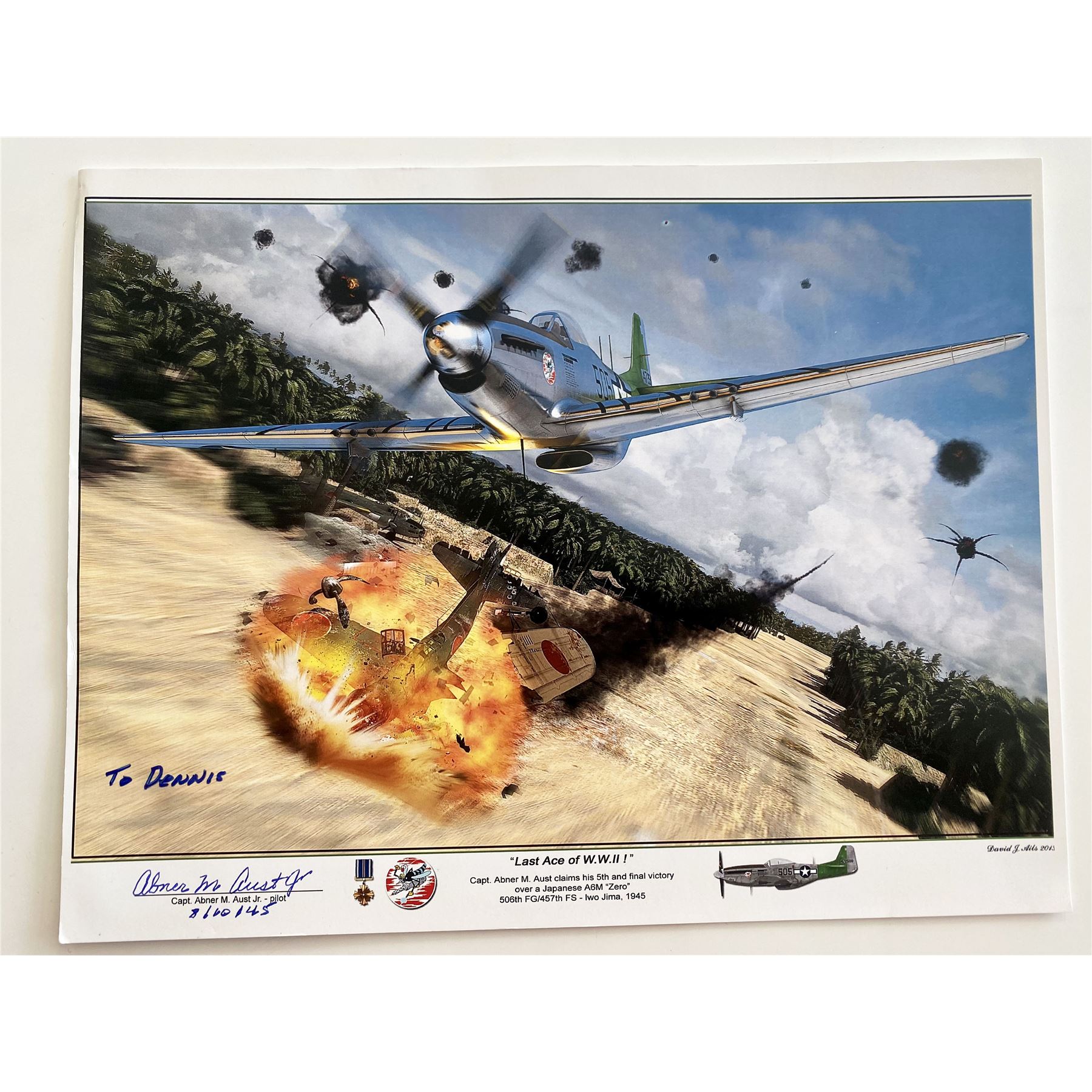 WW2 Flying Ace Abner M. Aust Signed Photo