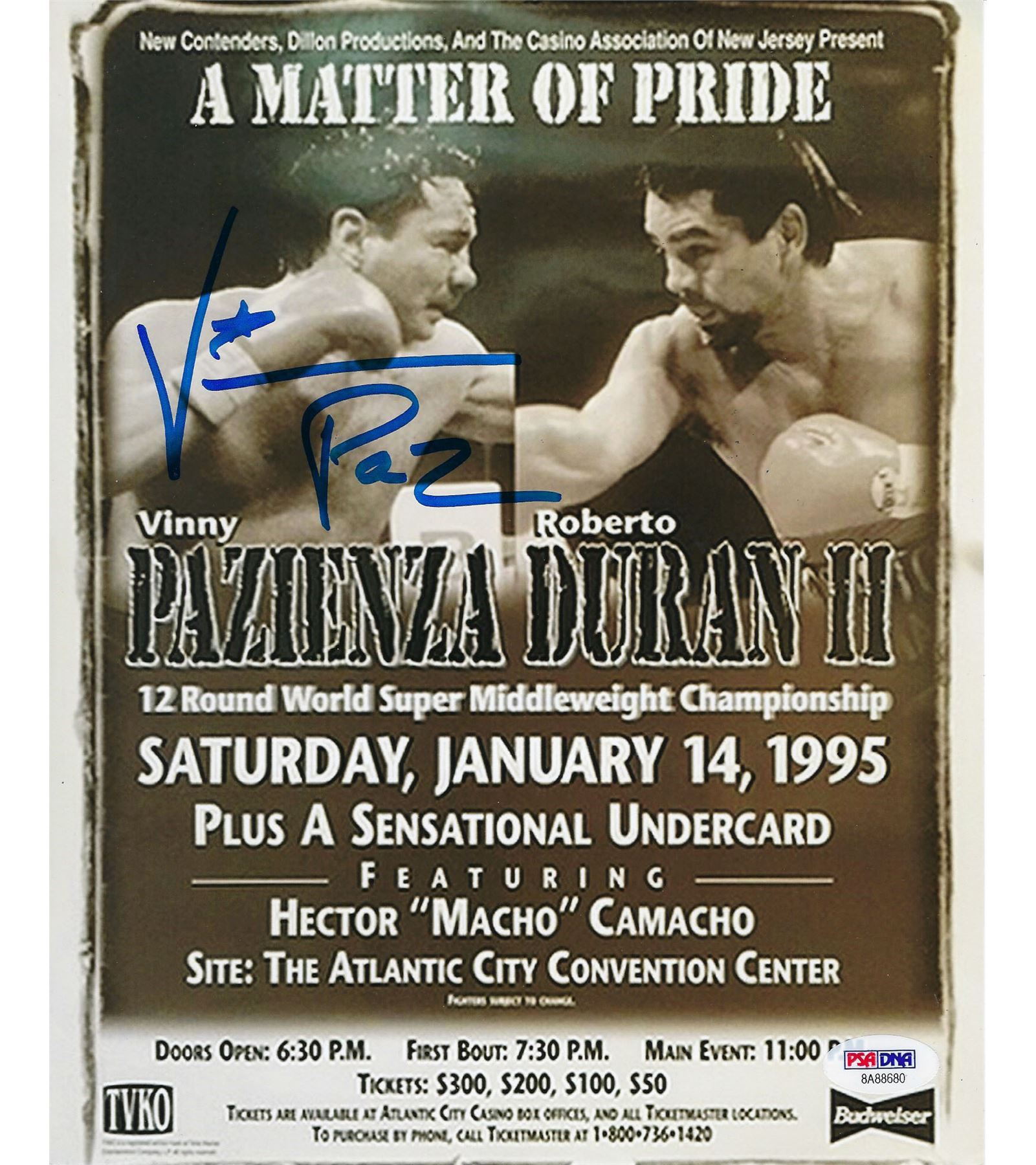 Boxer Vinny Paz signed photo. PSA