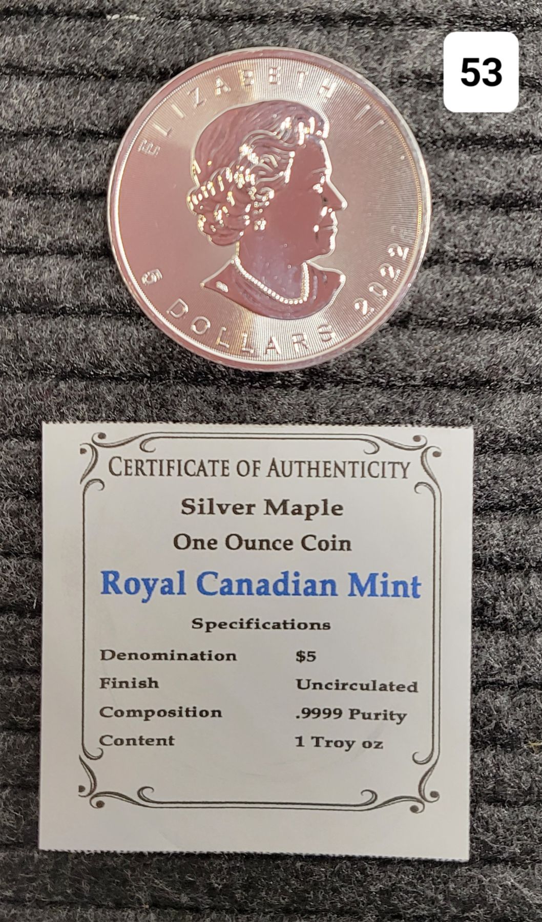 2022 Silver Maple .9999 Purity $5 Canadian Coin 1 troy ounce featuring ...