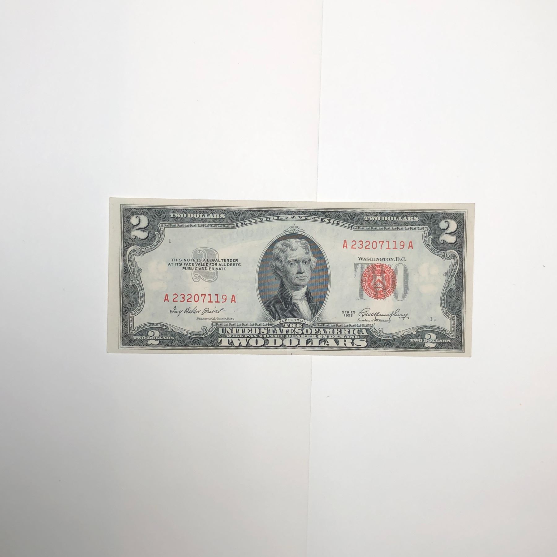 1953 US 2 Dollar Note Red Seal UNC 1953 US 2 Dollar Note Red Seal UNC