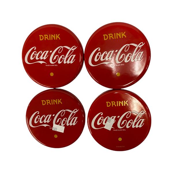 4 Vintage Porcelain Coca Cola Coasters