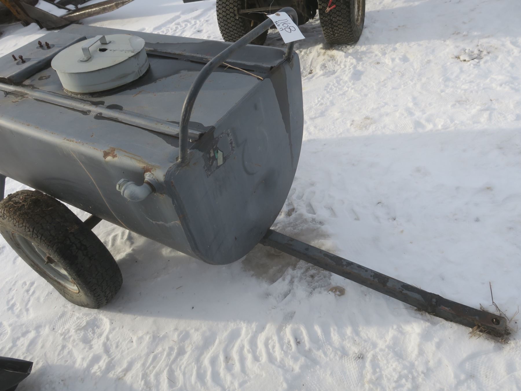 steel non-potable water tank on wheels with water nozzle - Schmalz Auctions