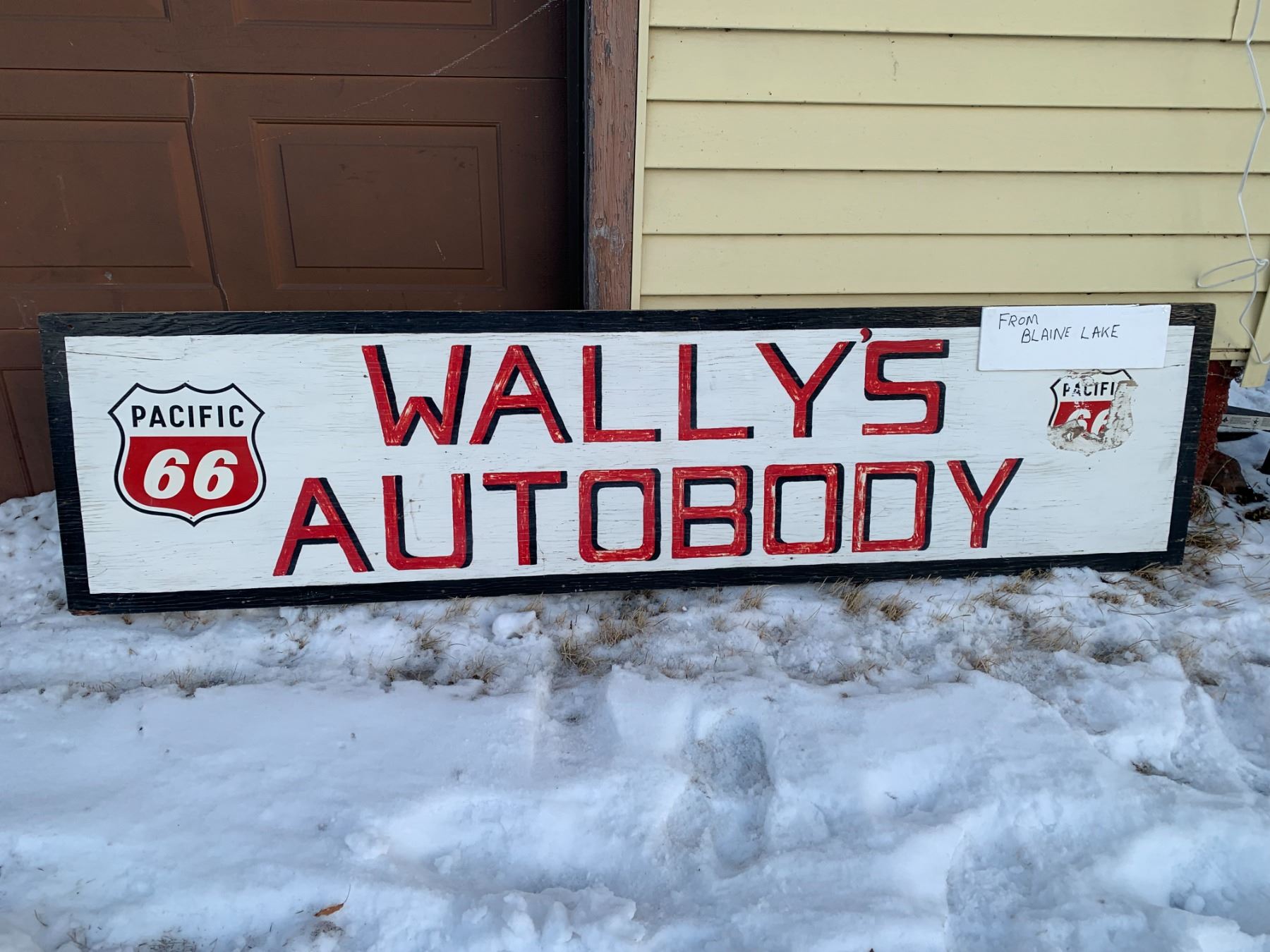 Large "Wally's Autobody" sign - from Blaine Lake - 8ft x 2ftW - Schmalz ...