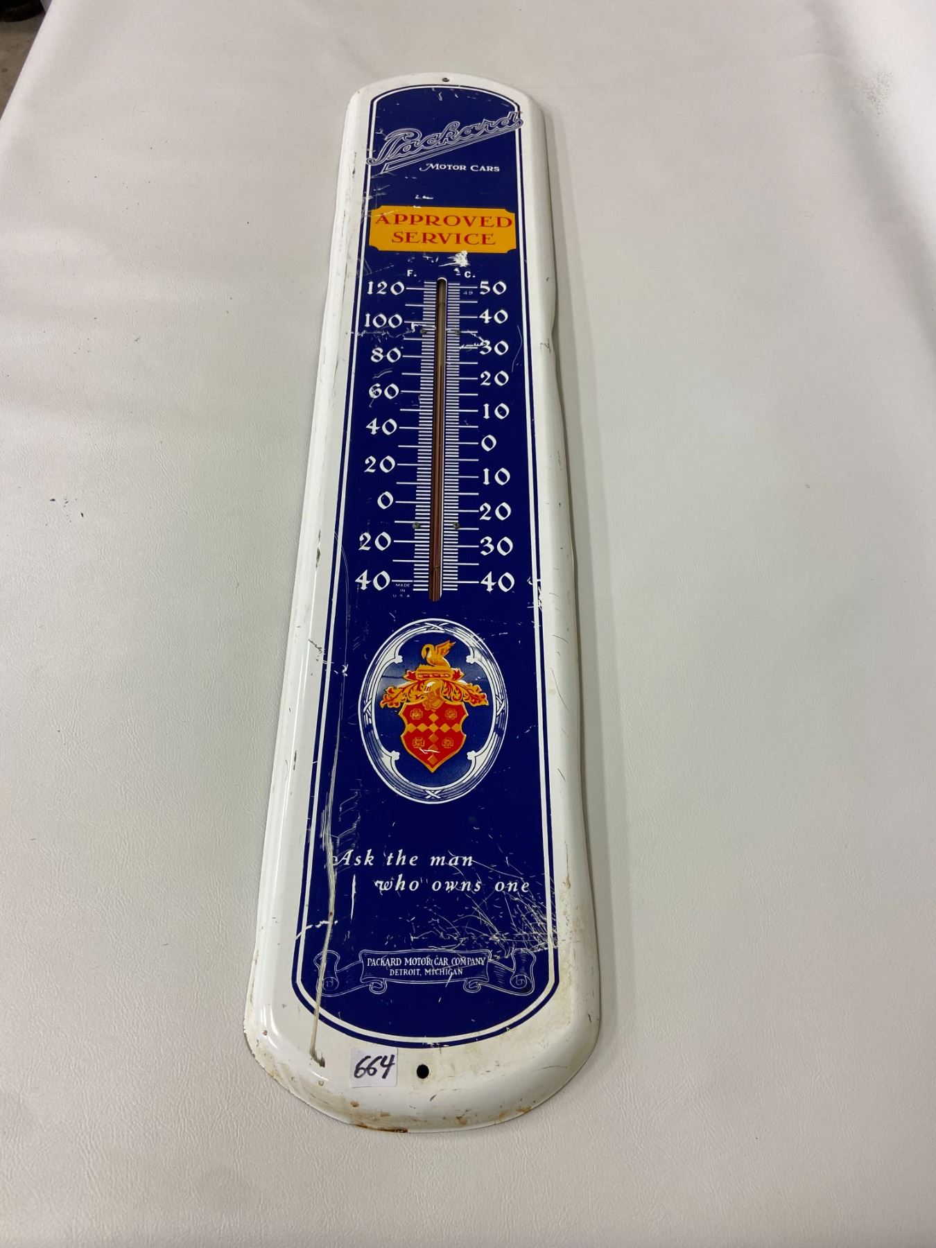Packard Motor Cars Thermometer - 1950-60's 39"x 8" metal some scatches ...