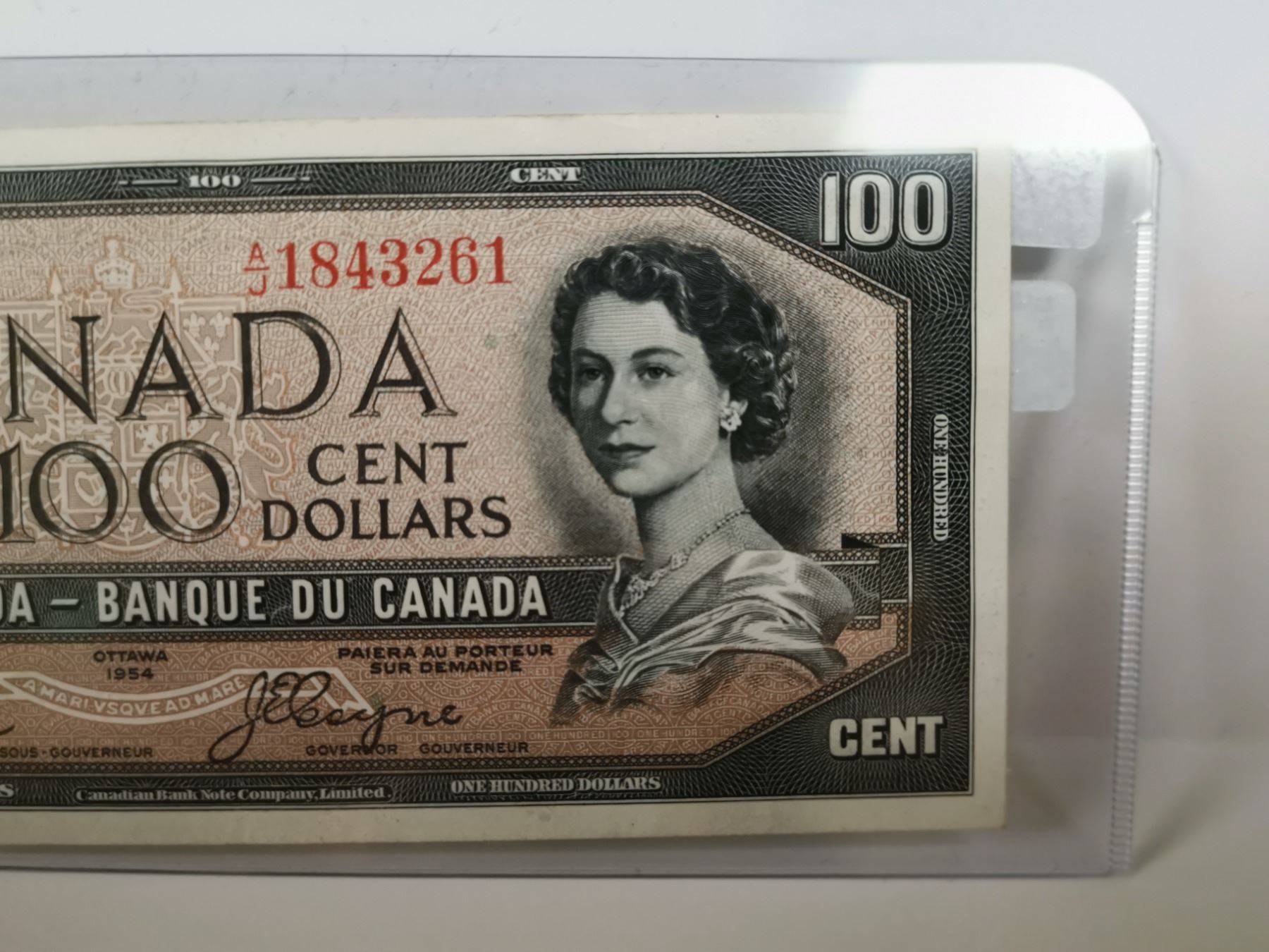 1954 Canadian "Devil's face" 100 dollar bill - Beattie/Coyne - Schmalz ...