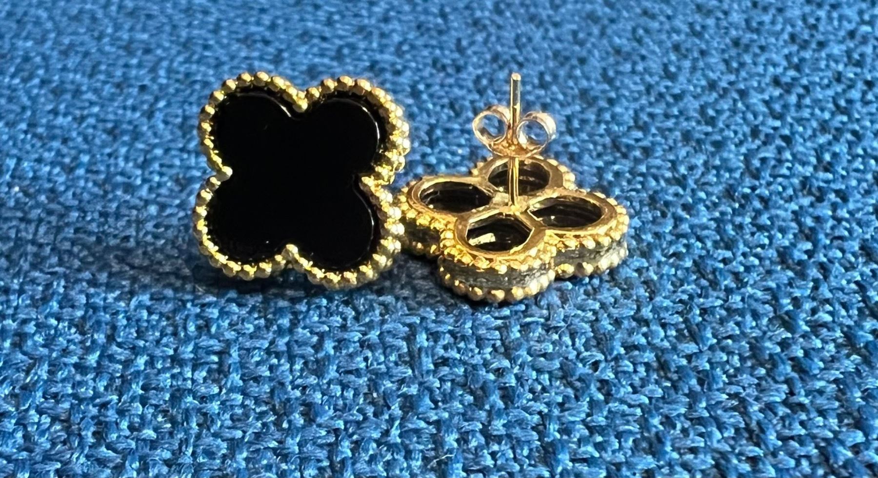 VCA inspired real 18k stamped Saudi yellow gold earrings with 18k gold ...