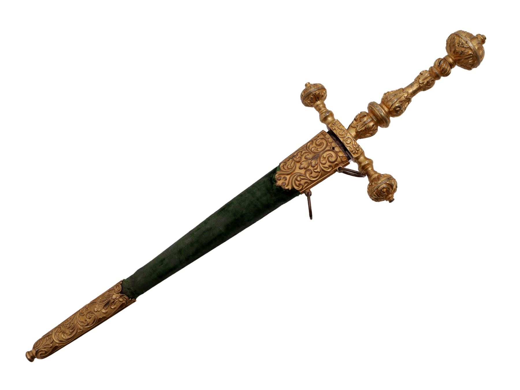 A FRENCH CAST GILT-BRONZE RENAISSANCE STYLE DAGGER, 19TH CEN.