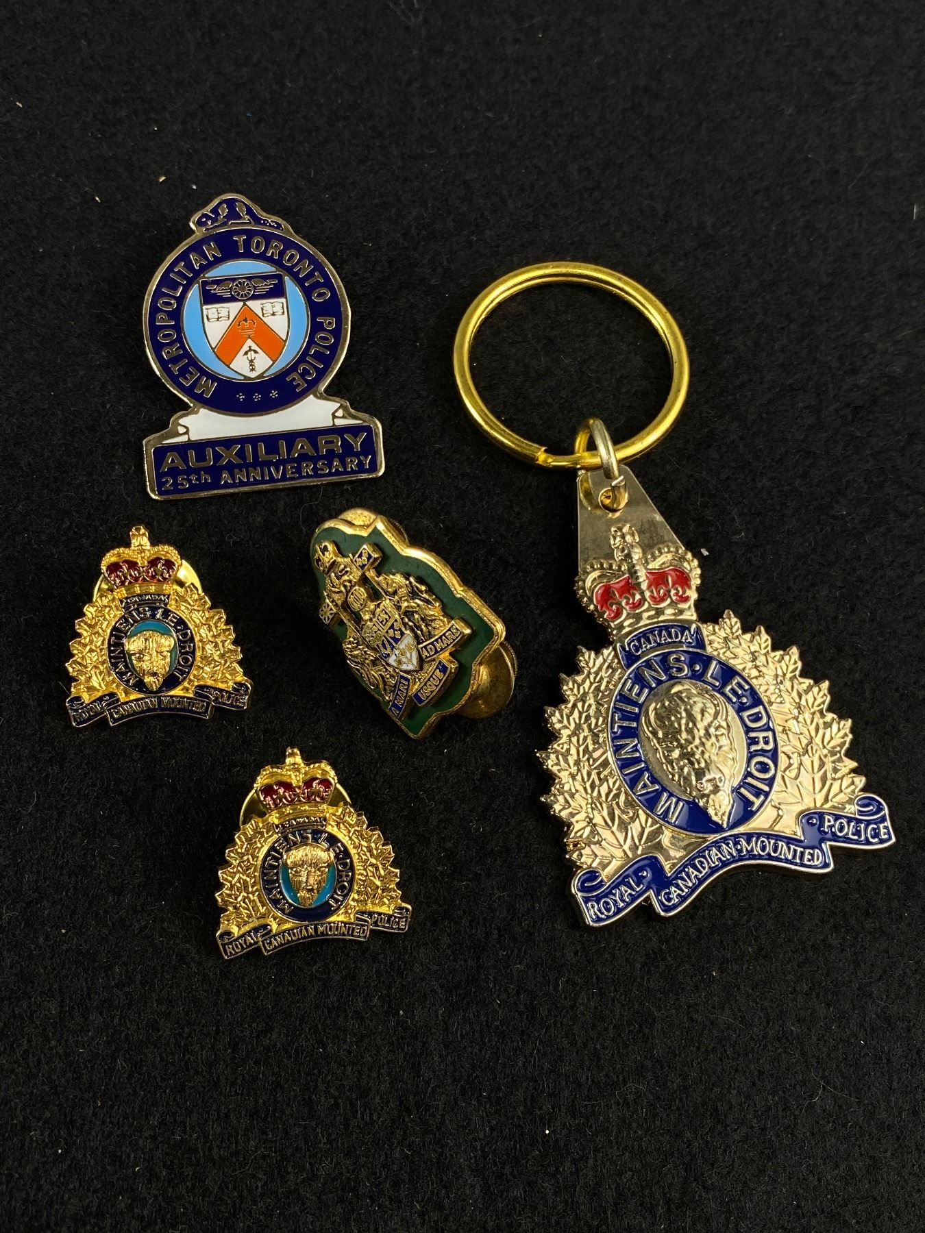 Collection of Vintage RCMP Pins Auxilliary 25th Anniversary Metro ...