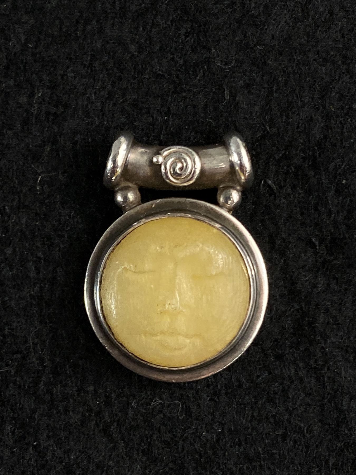 Vintage Sajen Moon Face- Set in 925 Silver Pendant