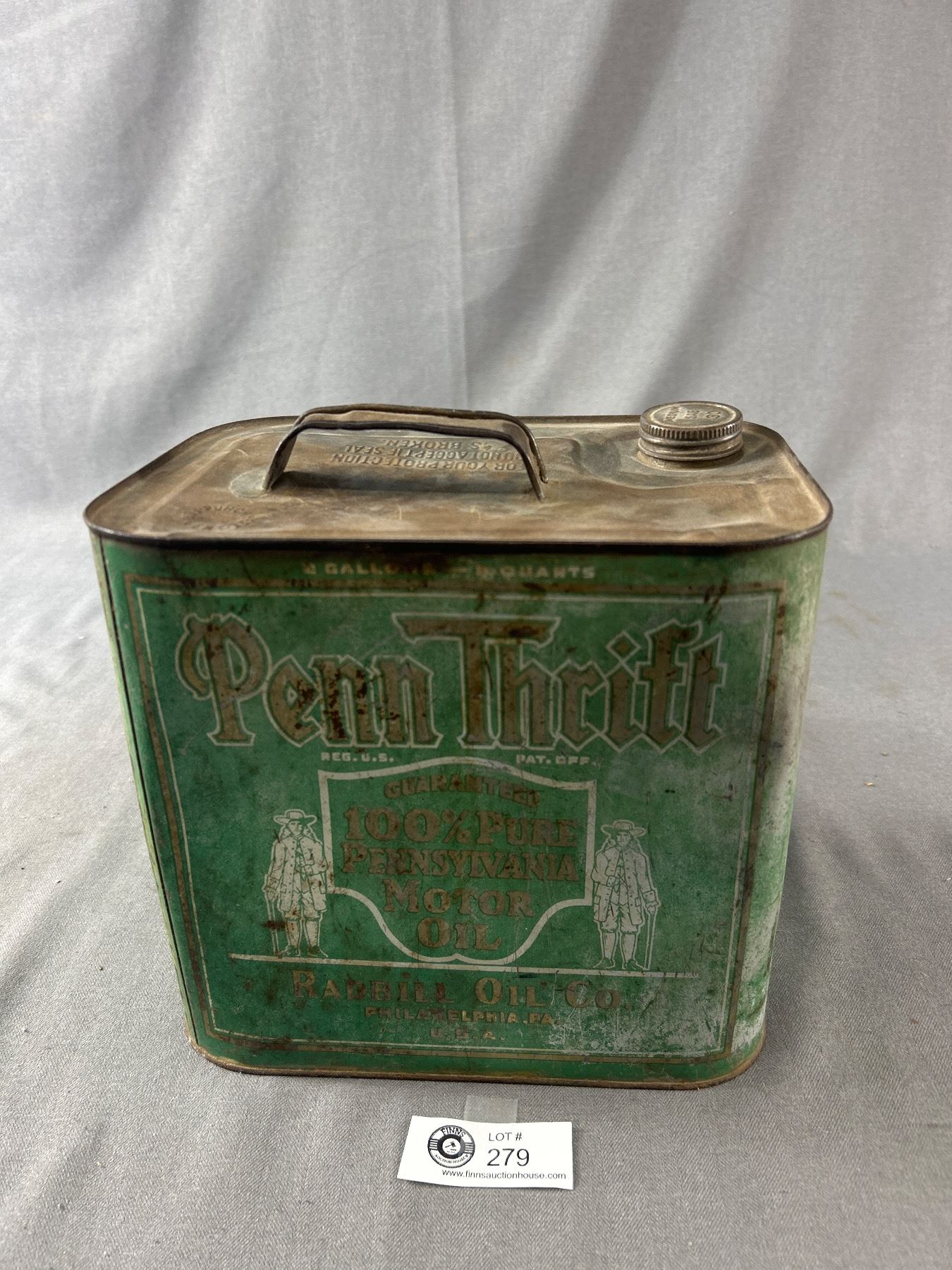 Vintage Penn Thrift Motor Oil 2 Gallon Can.