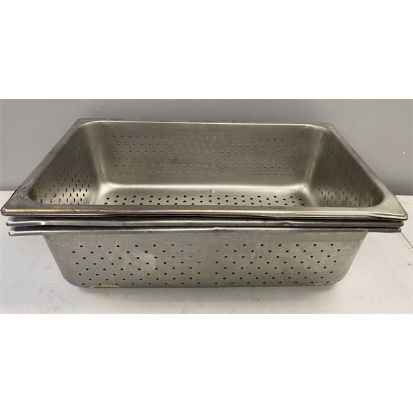 4 STEAM TABLE TRAYS WITH HOLES 12" X 20" X 6"