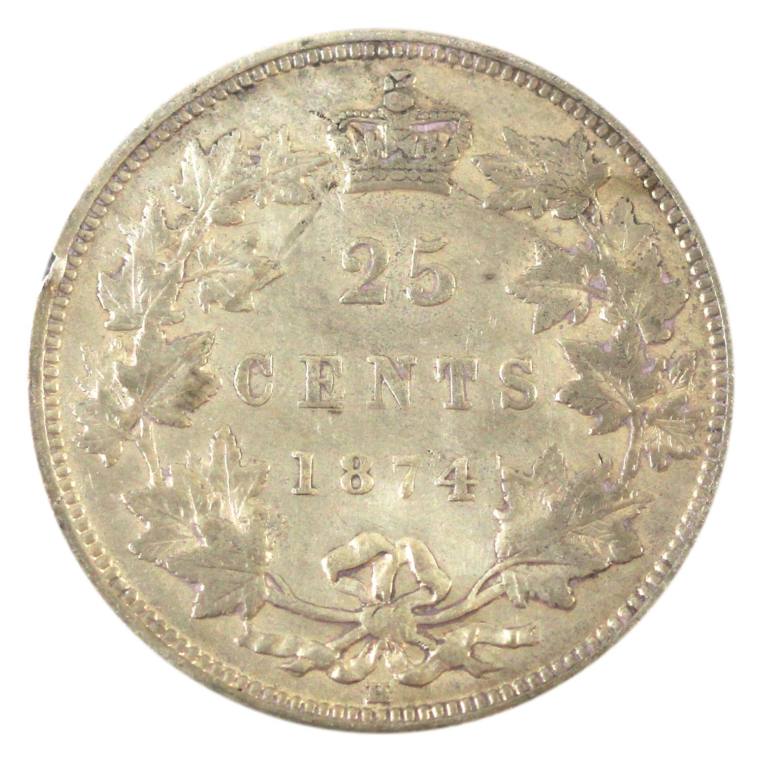 25-cent 1874H VF-EF (Scratched)
