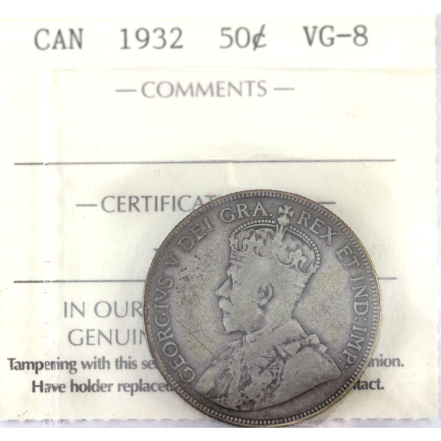 50-cent 1932 ICCS VG8