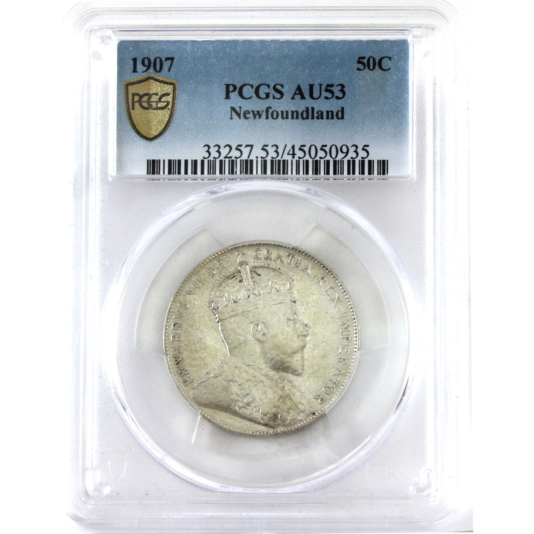 Newfoundland 50-cent 1907 ICCS AU53