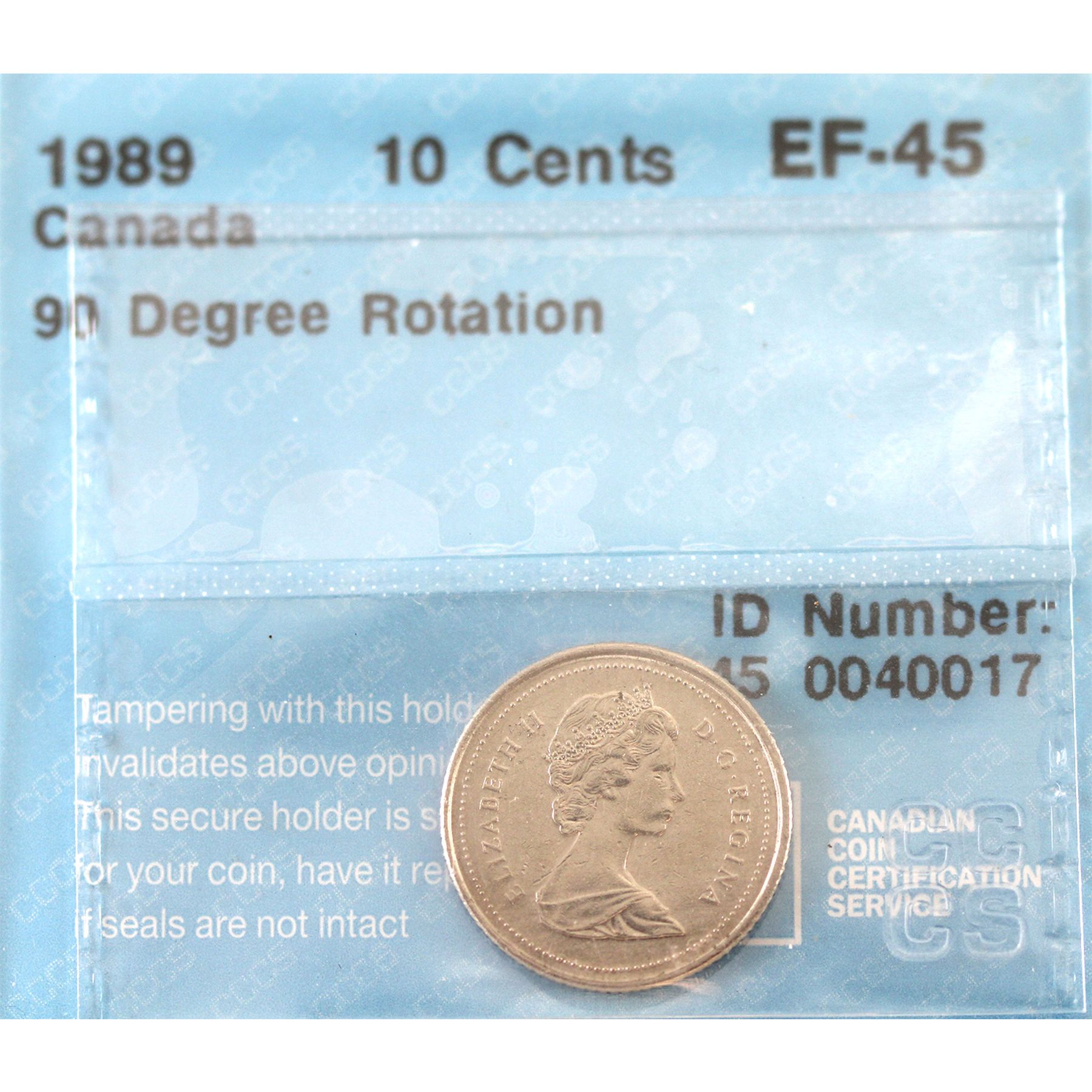 Error 10-cent 1989 90 Degree Rotation CCCS EF45