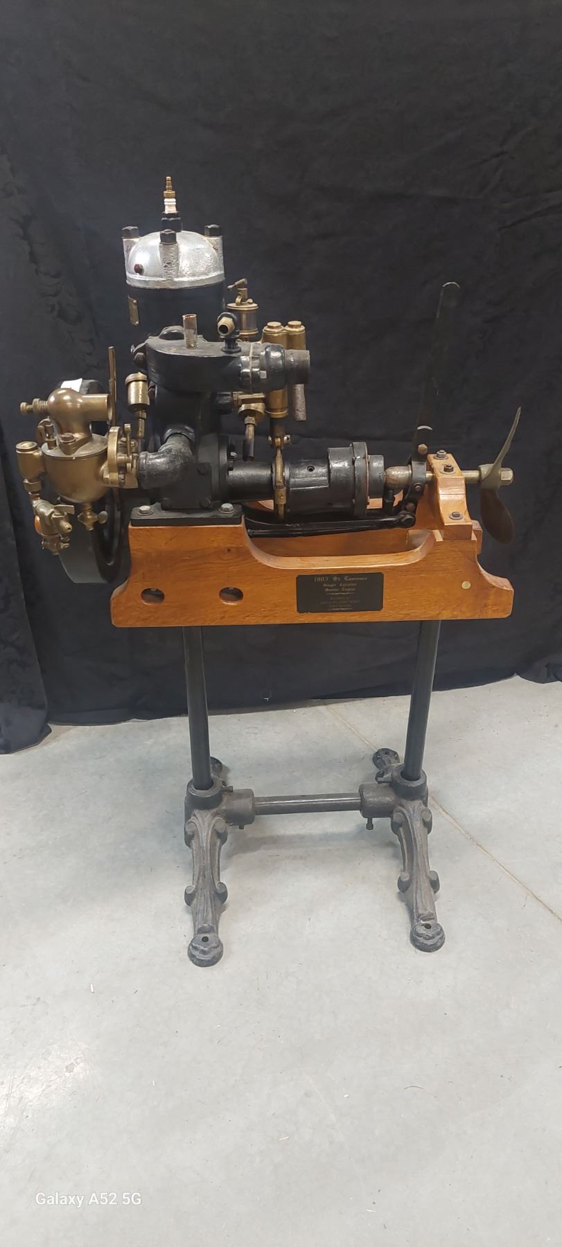 Museum quality restored antique marine engine on stand 1903 45" tall