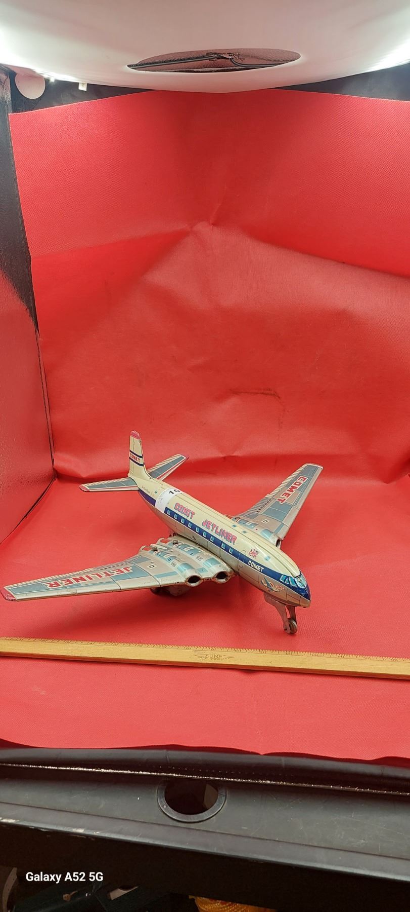 Vintage 60s tin jet airliner 16"x19"