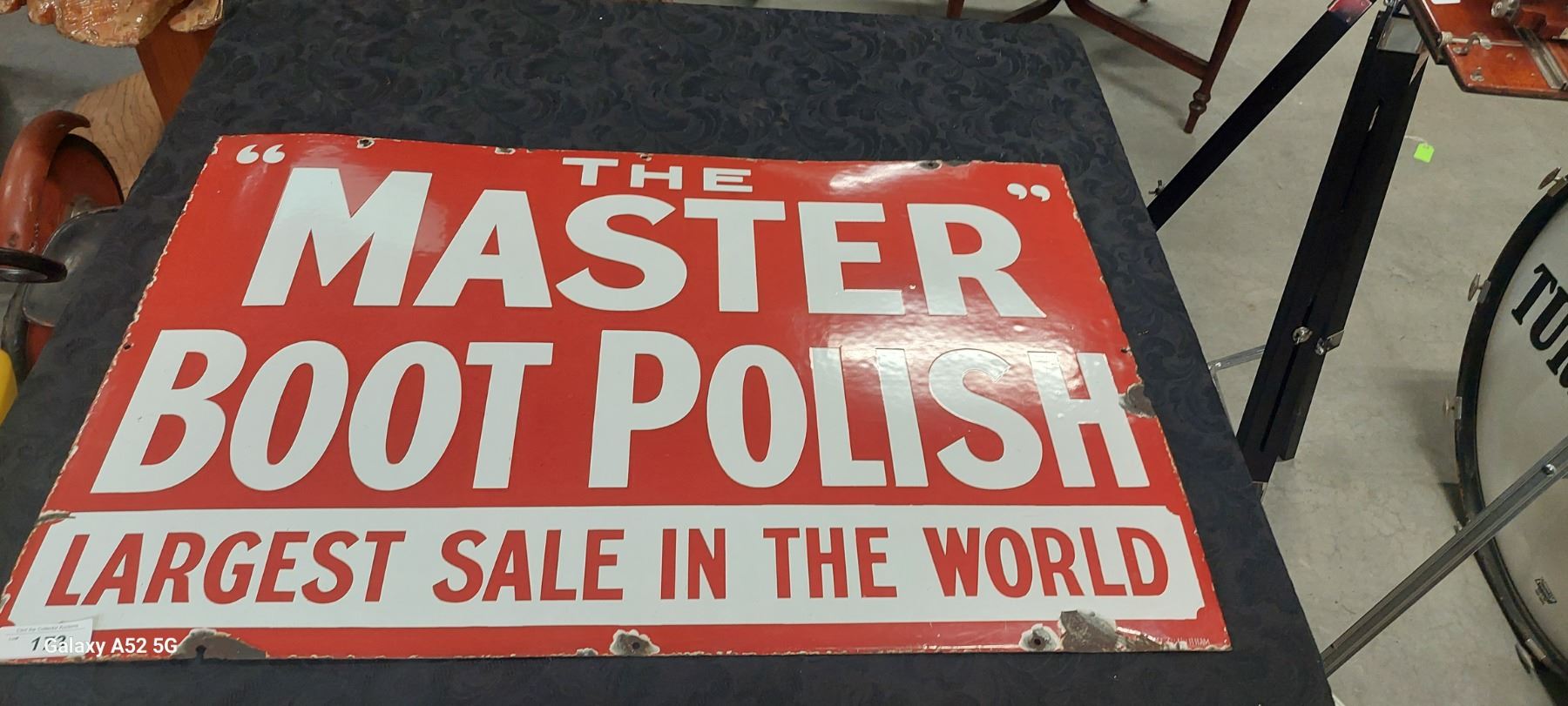 Antique porcelain sign Master Boot Polish 36"x24"