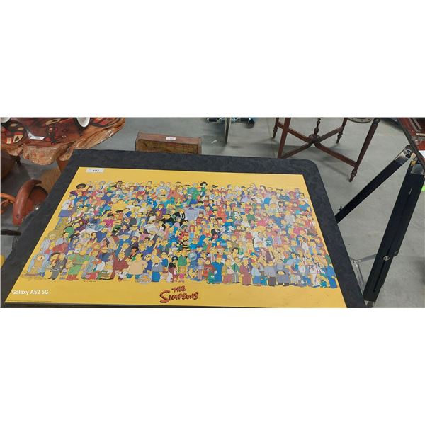 Big Simpsons poster on wood, dozens of characters 36"x24"