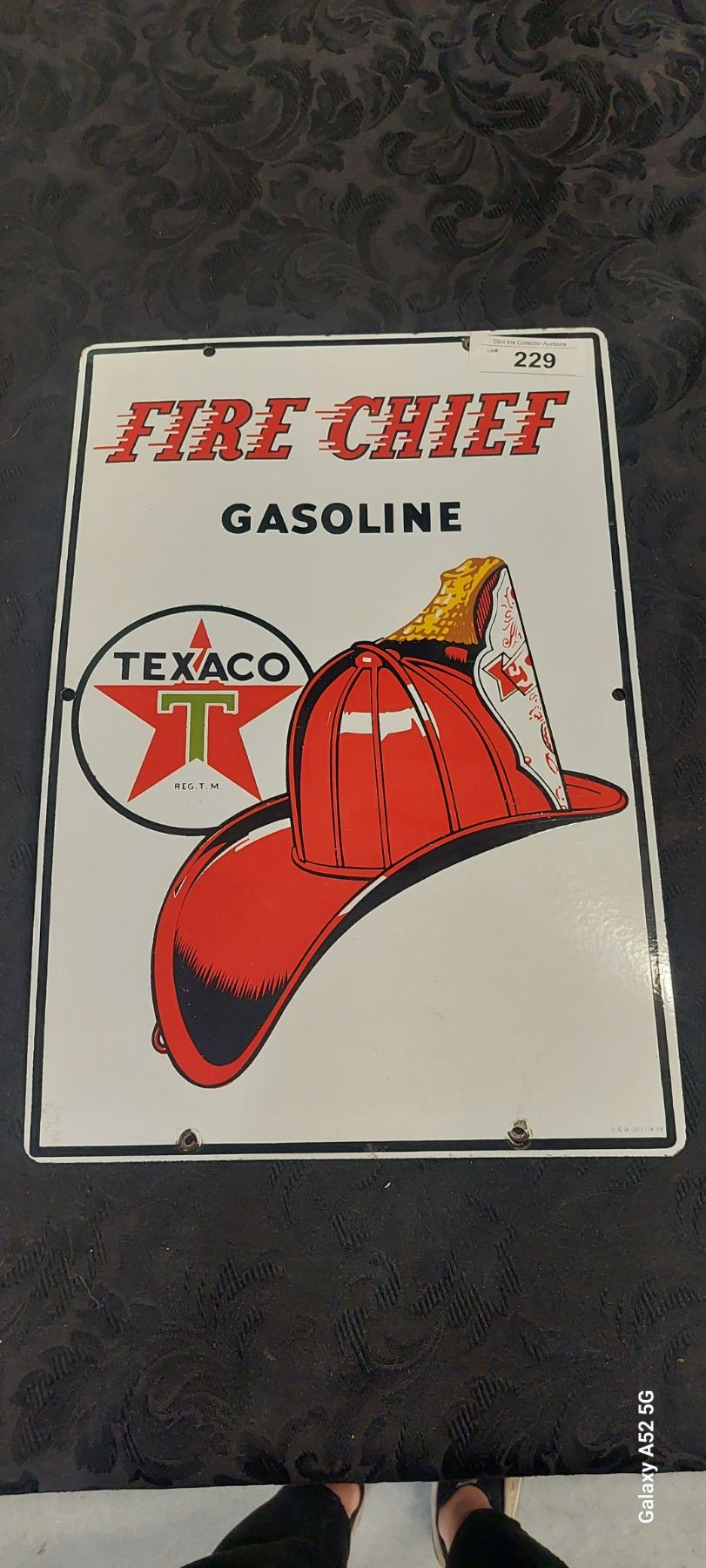 Vintage porcelain Texaco Fire Chief sign 18"x12"