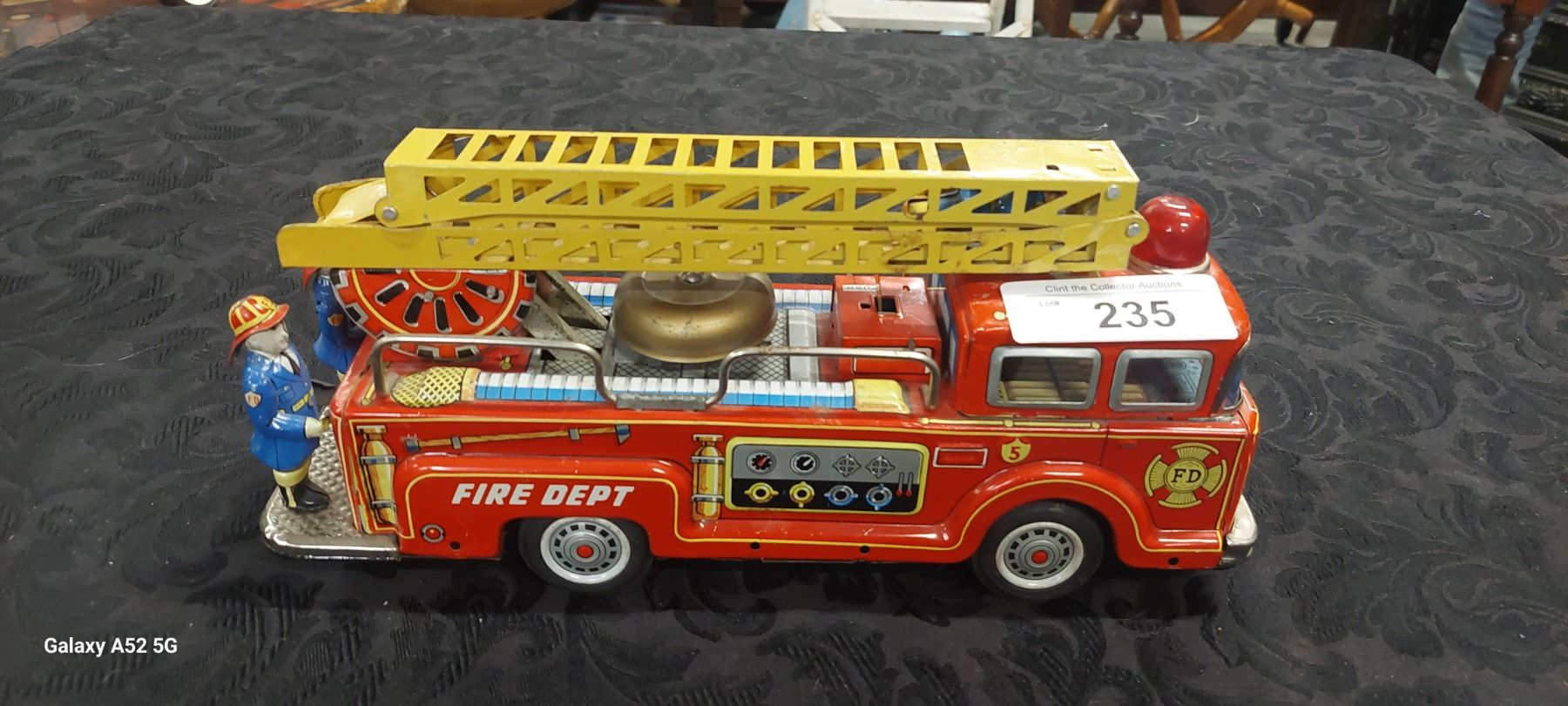 Vintage tin fire truck 12"
