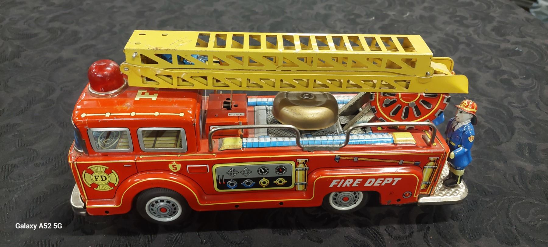 Vintage tin fire truck 12"