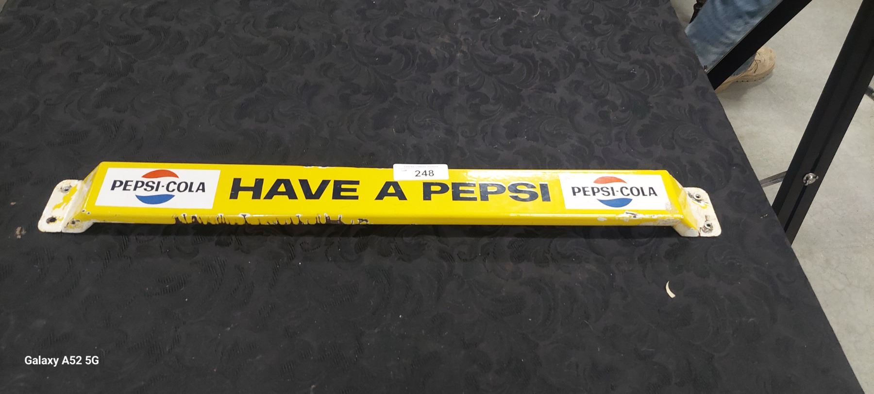 31" Vintage Pepsi door push bar, porcelain