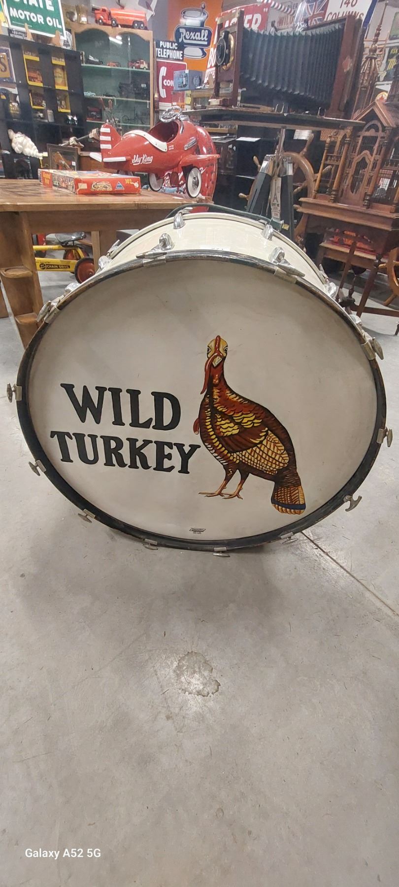 Giant hand painted bass drum 33"x19" deep, Wild Turkey