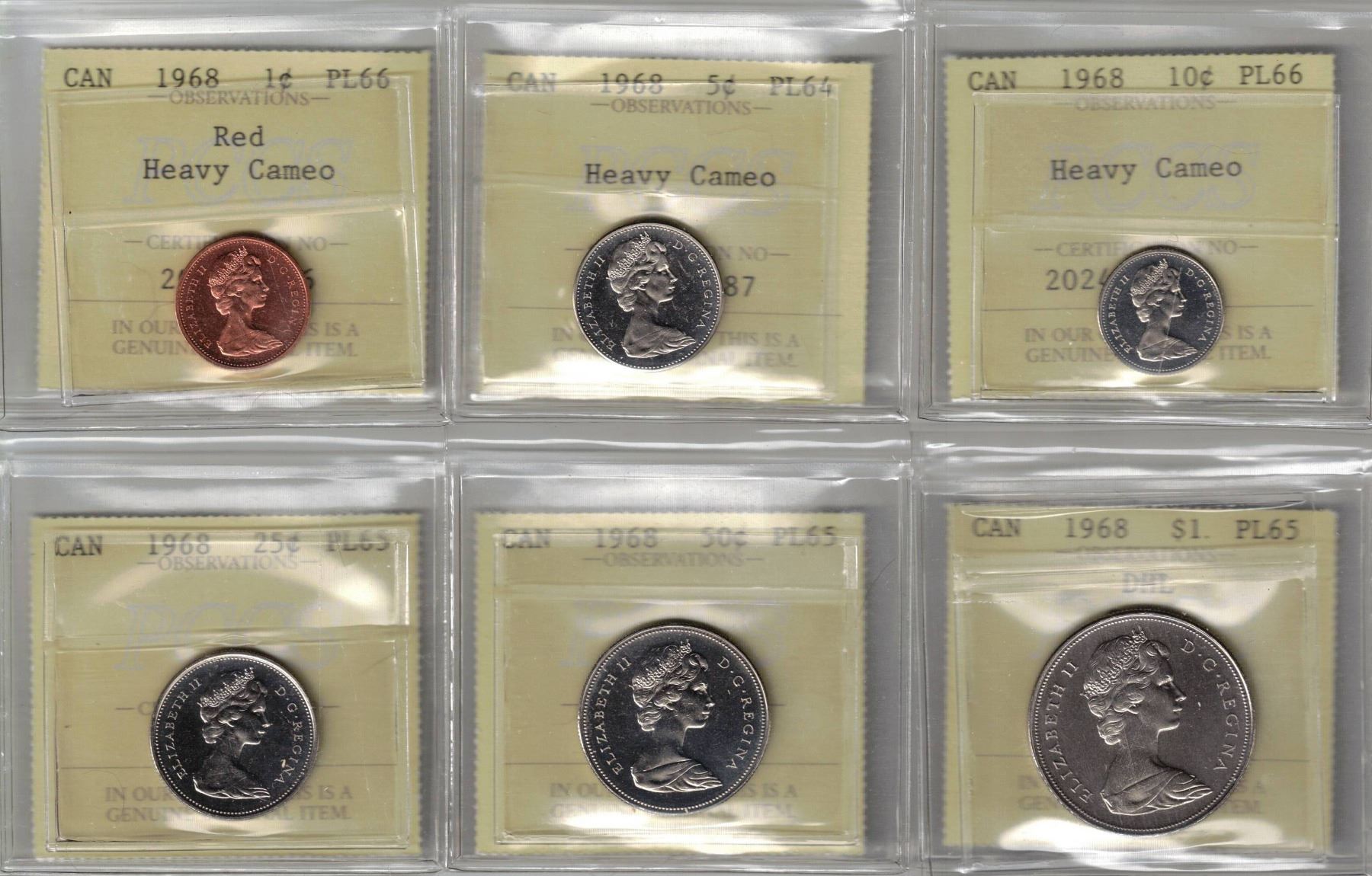 1968 $1 DHL Graded set PCCS Professional Coin Certification System