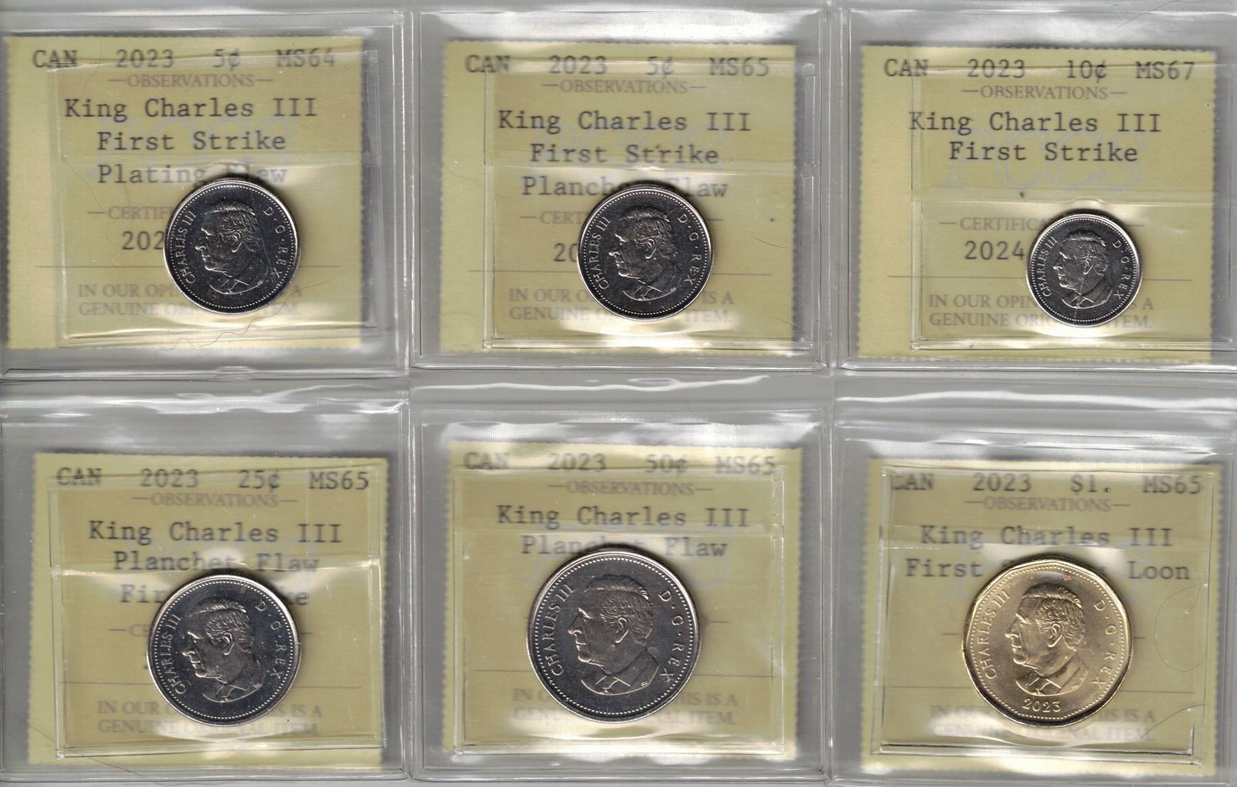 2023 KCIII Variety 6 coin Lot, Professional Coin Certification System