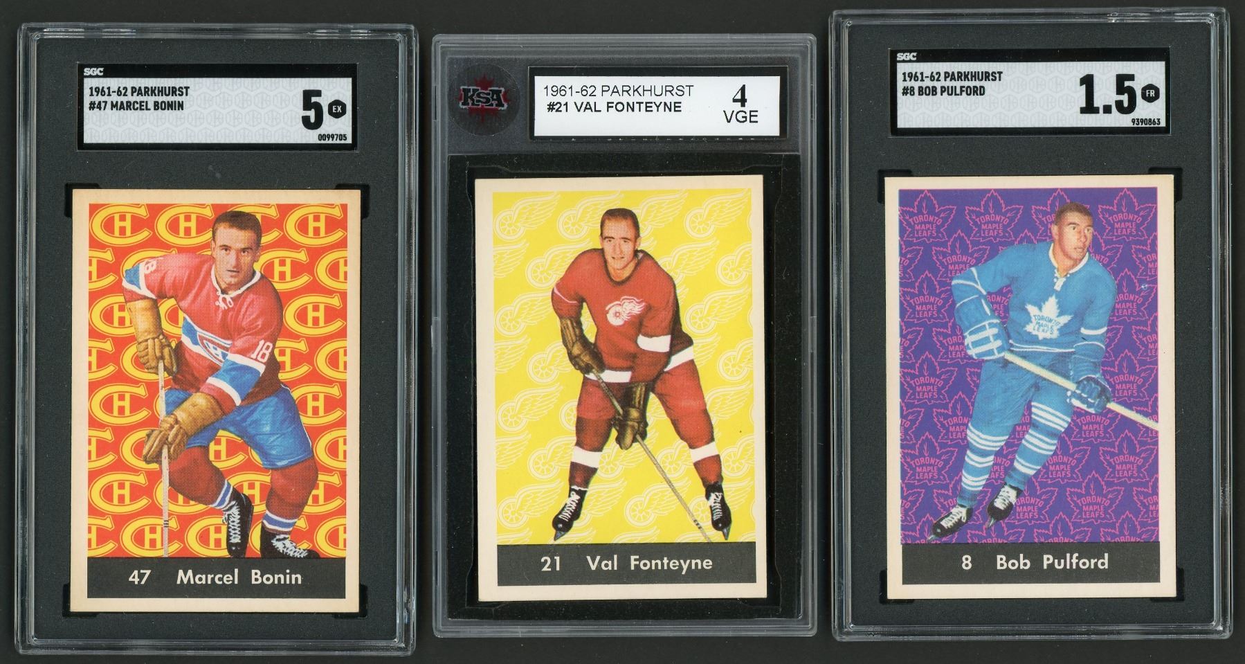 Lot of 3 x 1961-62 Parkhurst Hockey Cards (SGC/KSA)
