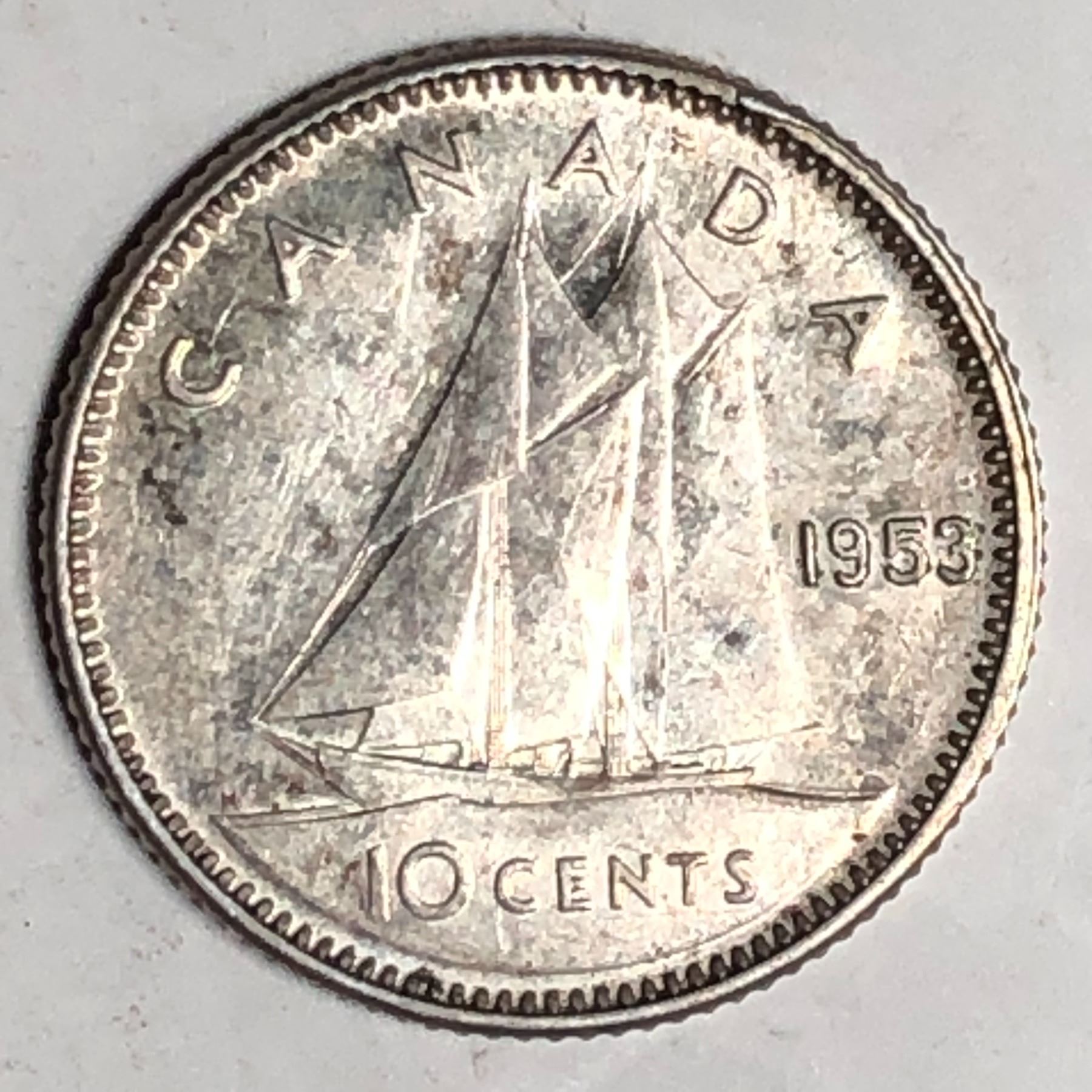 Canadian .10 Cent Dime 1953 UNC