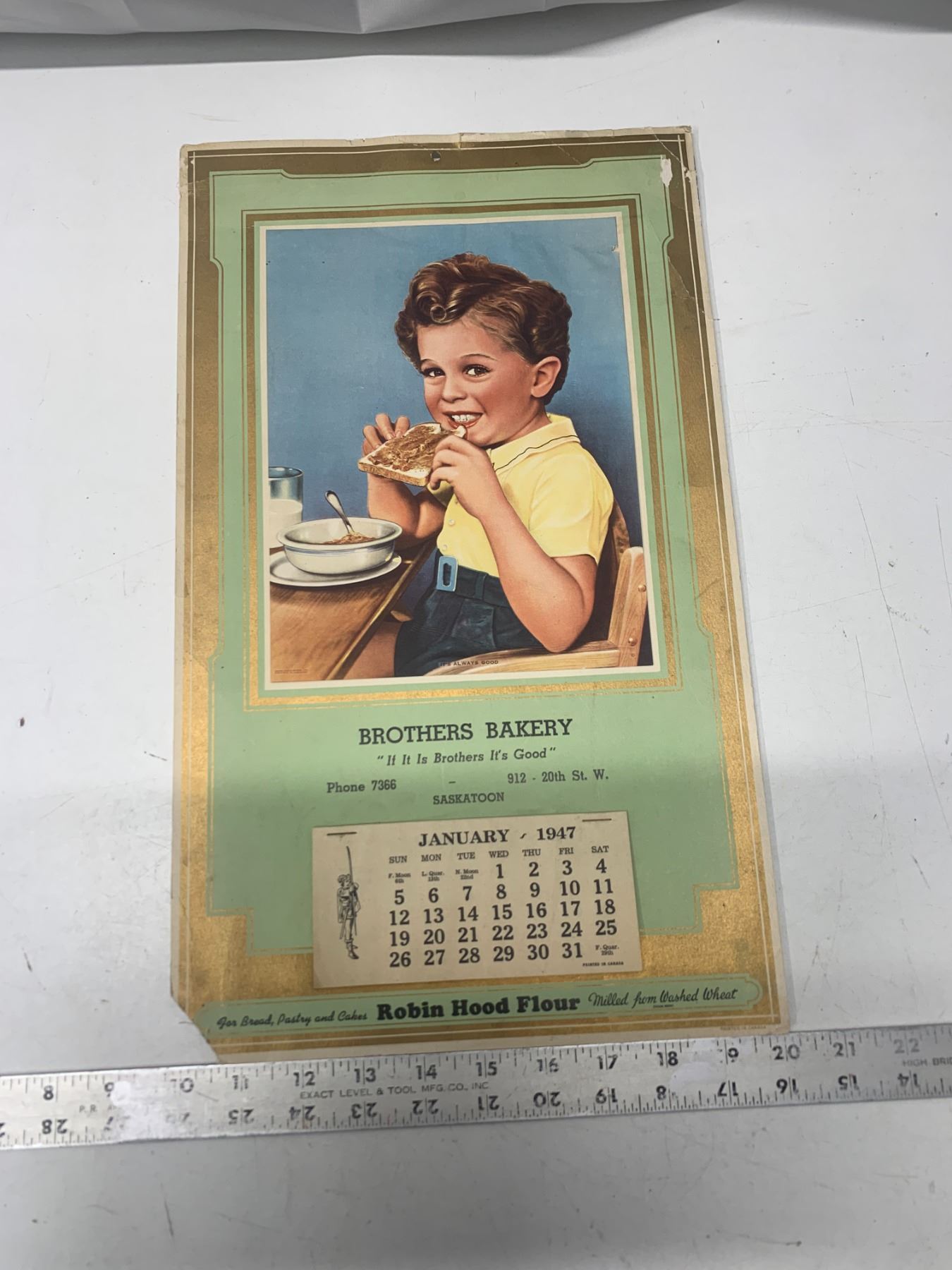 Brothers Bakery 1947 Calendar - Schmalz Auctions