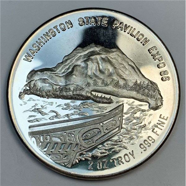 Washington State Pavilion Expo 86 Proof 2 ozt .999 Silver