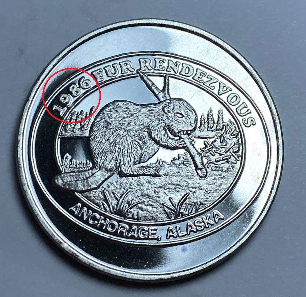 Extremely Rare Vintage 1986 Alaska Mint "Fur Rendezvous" Proof 1 ozt ...