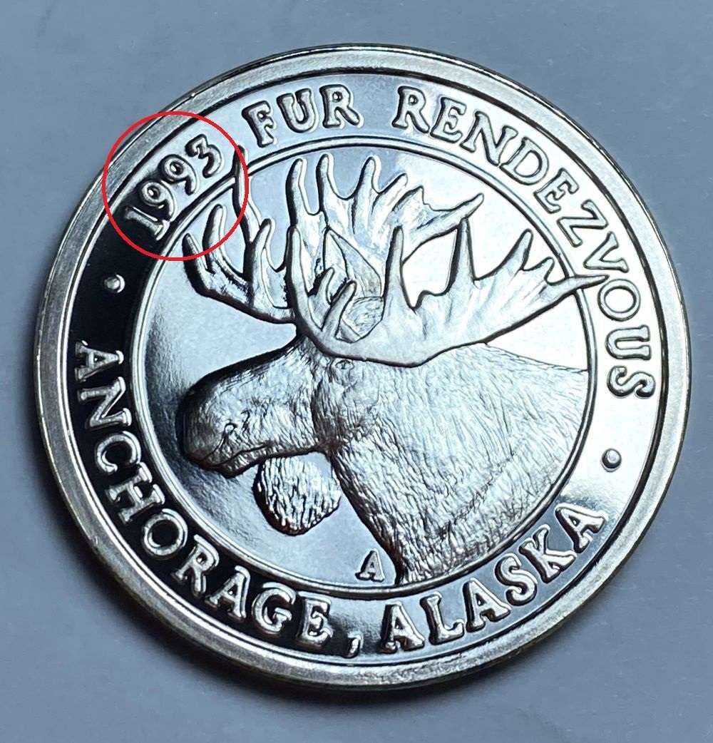Extremely Rare Vintage 1993 Alaska Mint "Fur Rendezvous" Proof 1 ozt ...