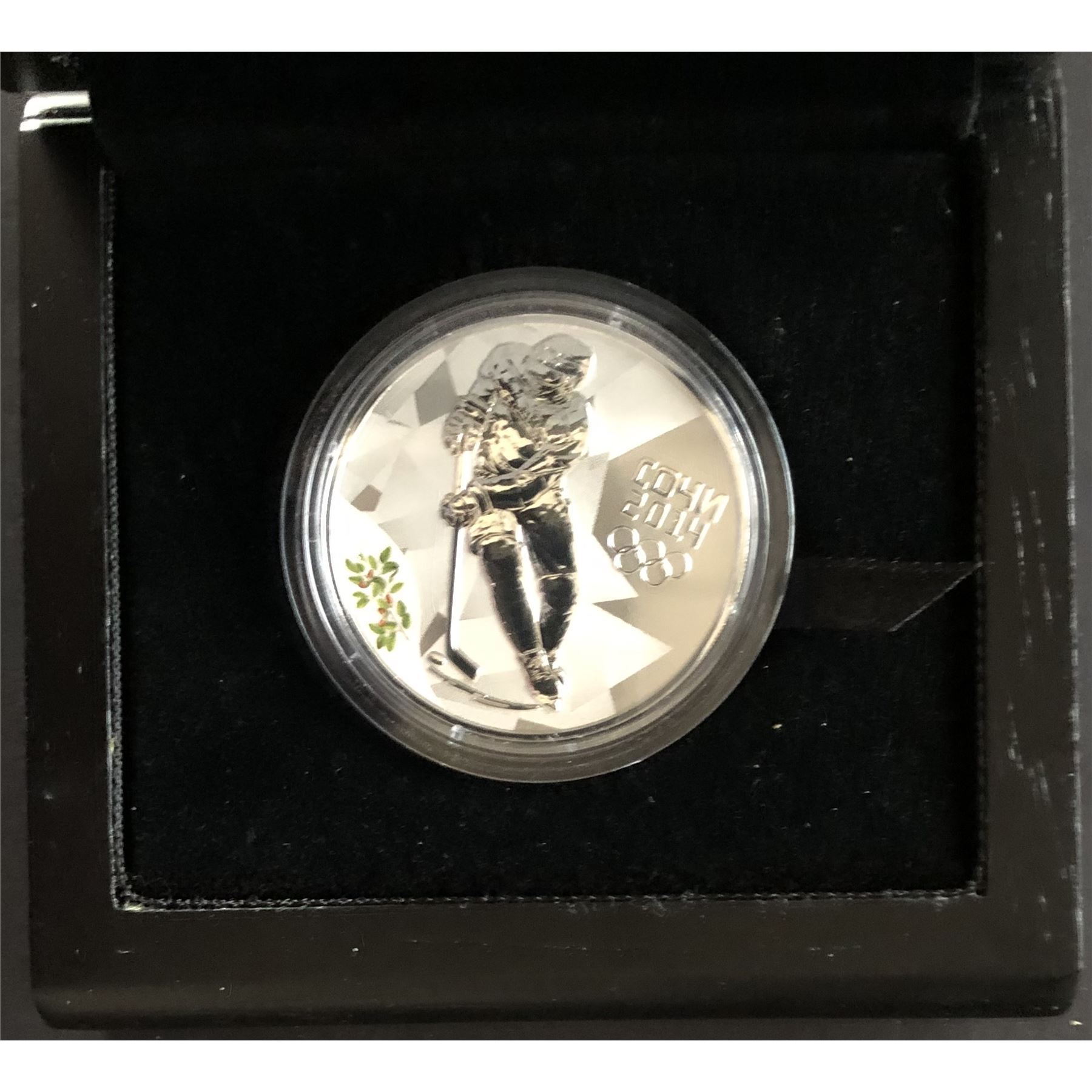 2014 Russia Sochi Olympic 3 Roubles Silver Coin Ice Hockey