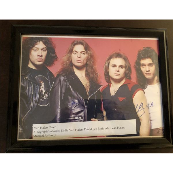 Van Halen photo signed by all 4 original band members w/ COA