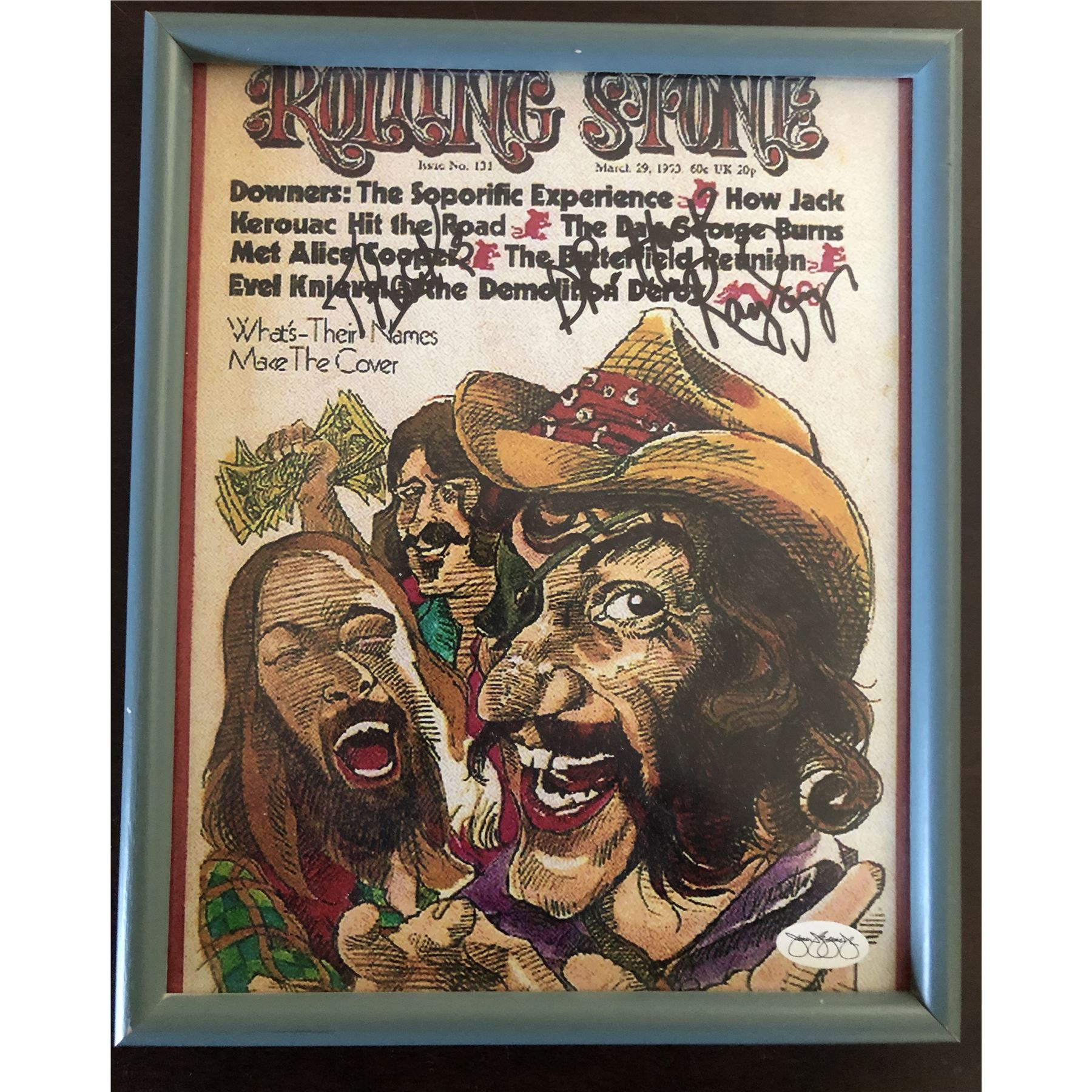 Rolling Stone cover signed by Ray Sawyer of Dr. Hook