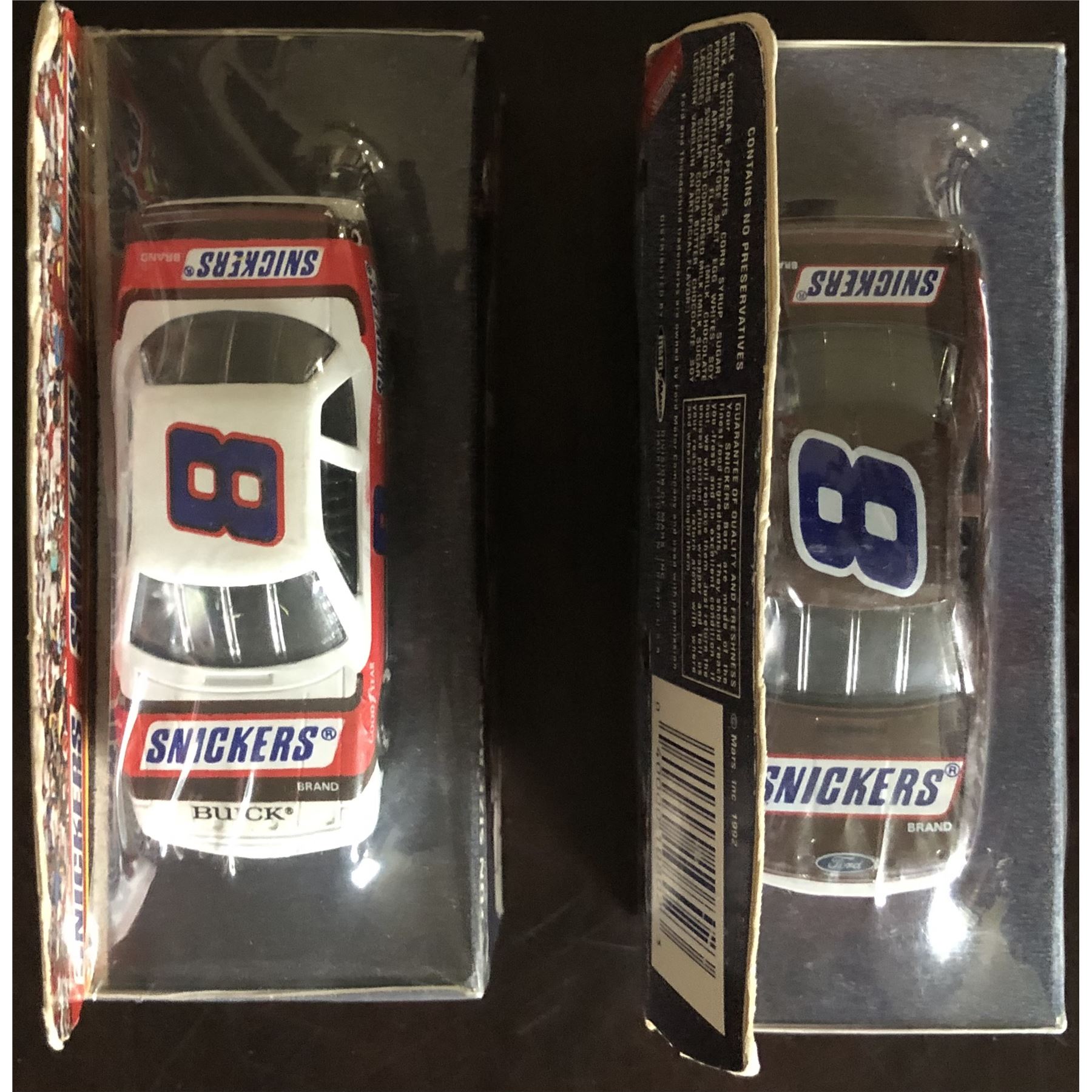 2 Snickers NASCAR Models w/ Box of Fun Size Chocolate Bars