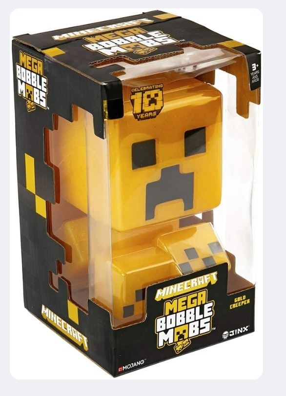 JINX Minecraft 10 Year Anniversary Creeper Mega Bobble Mob Gold 5 ...