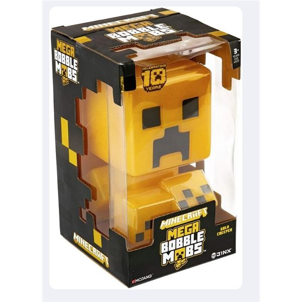 JINX Minecraft 10 Year Anniversary Creeper Mega Bobble Mob Gold 5 ...