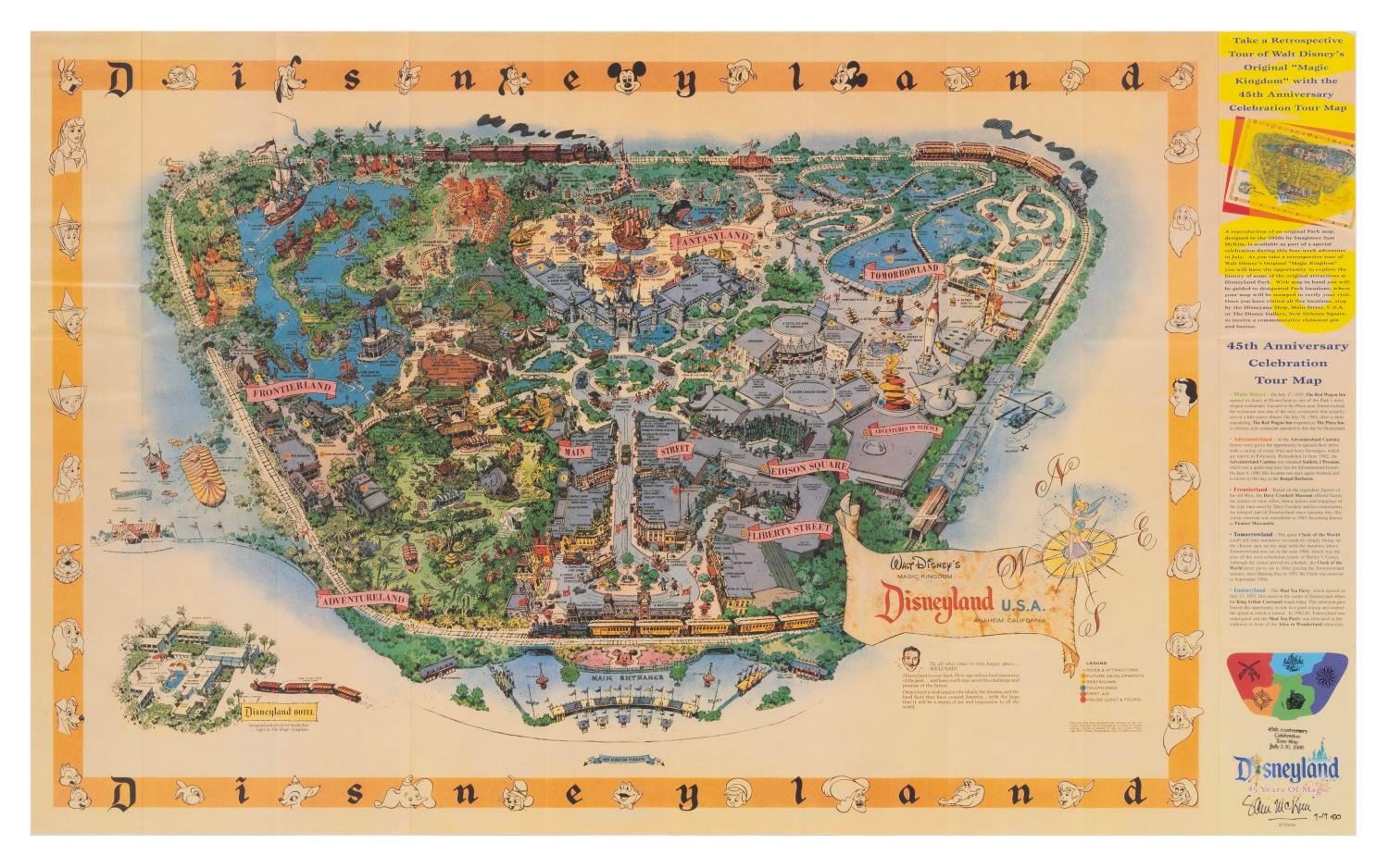 A Sam McKim Signed 45th Anniversary Souvenir Map. - Van Eaton Galleries