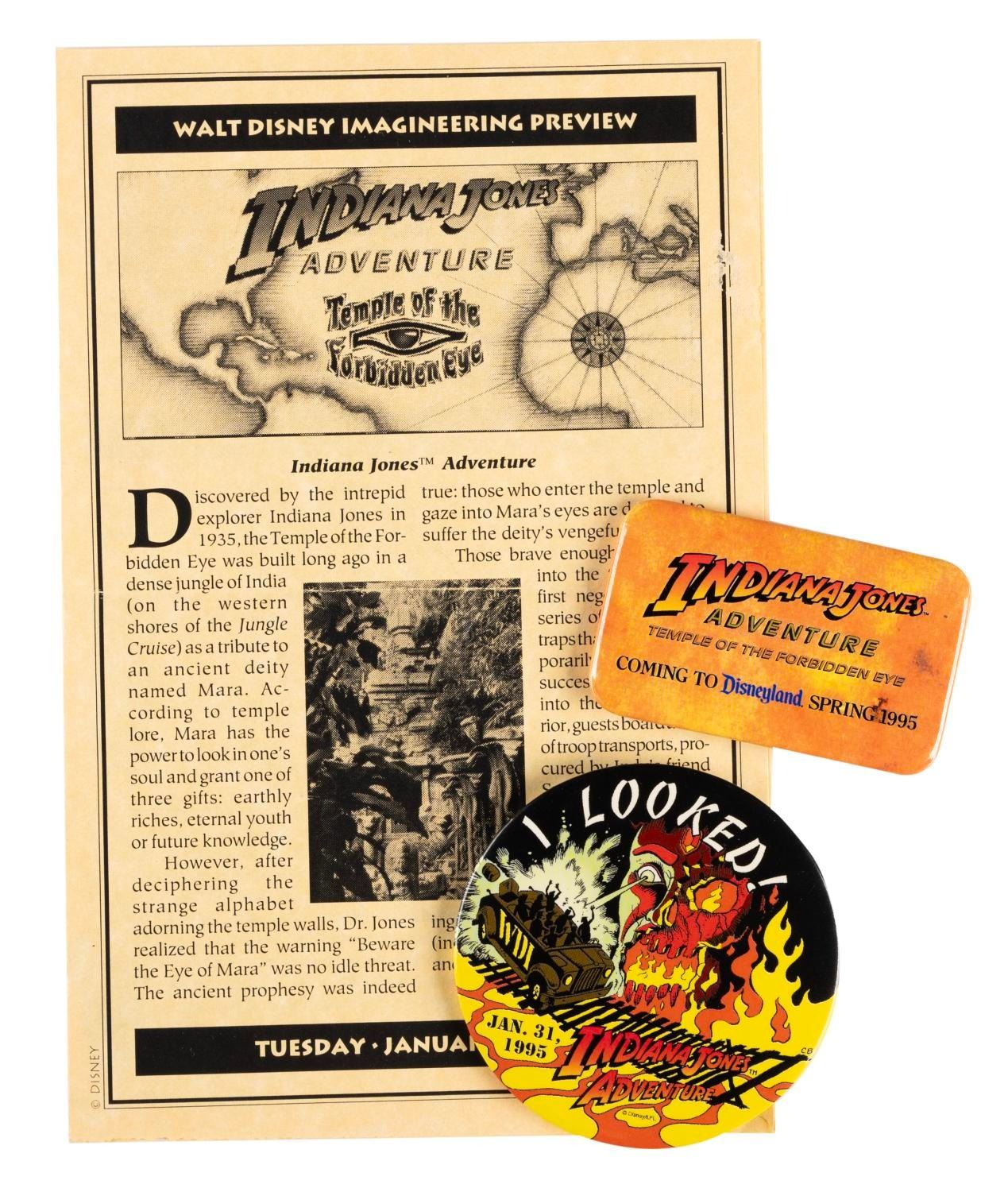 A Collection of WDI Indiana Jones Preview Items. (#588) - Van Eaton ...