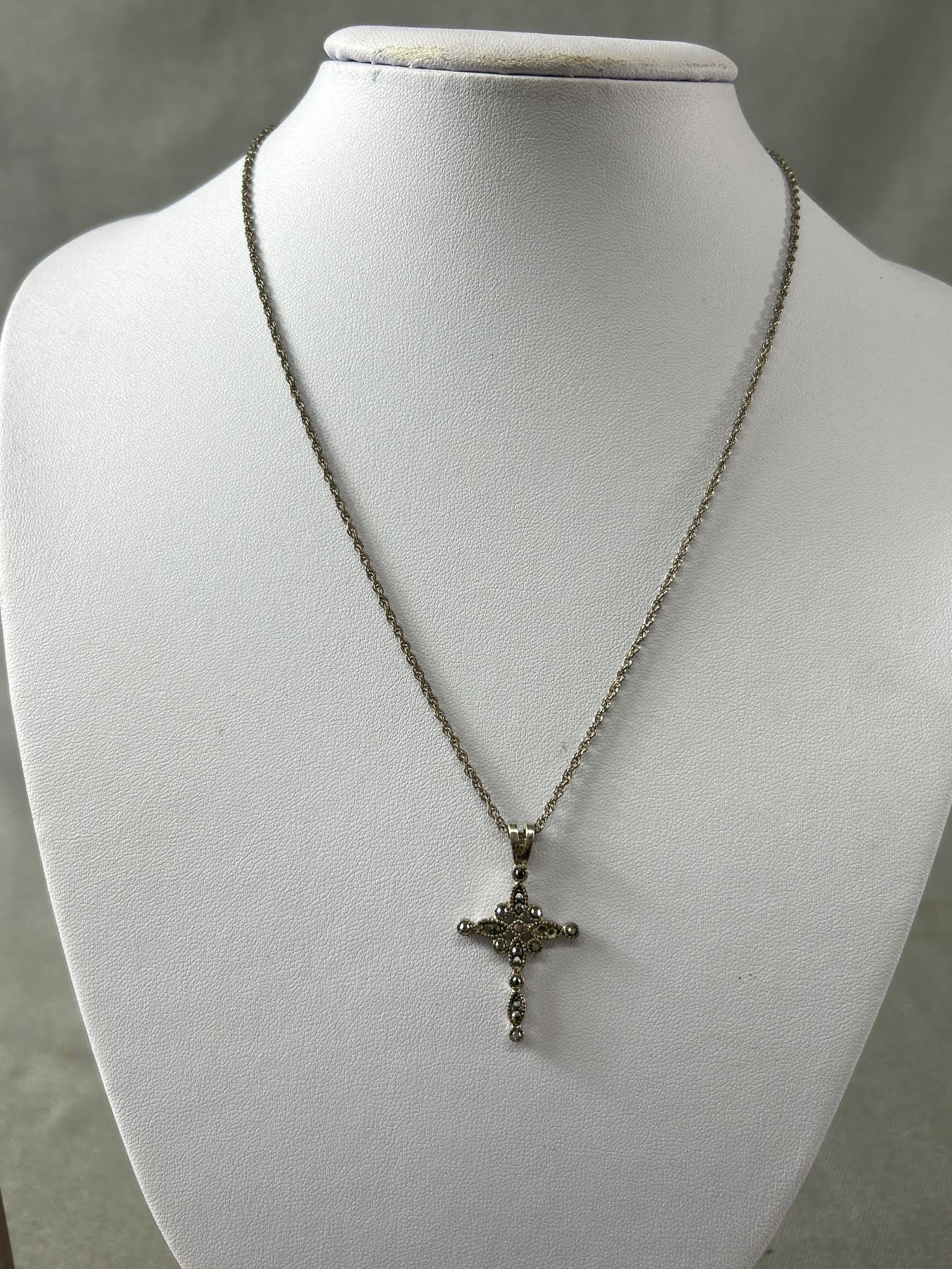 Vintage Marked Sterling Silver Cross Necklace In Original Box ...
