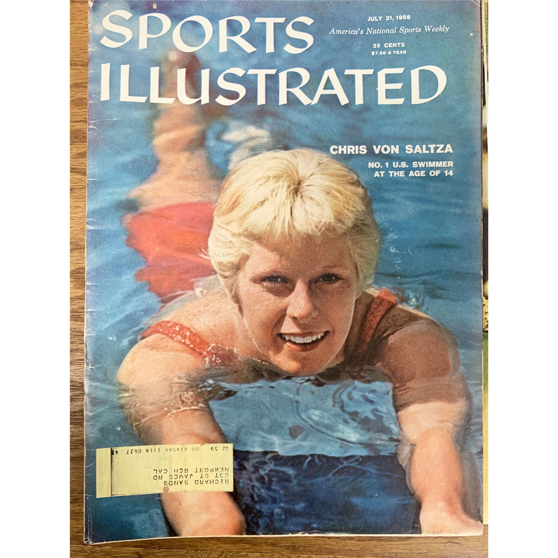 Sports Illustrated Magazine 1958 Chris Von Saltza Issue